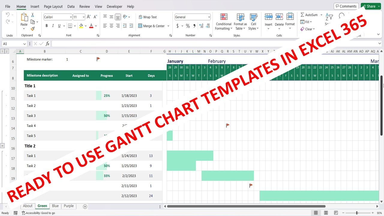 Ready To Use Gantt Chart Template For Excel 365