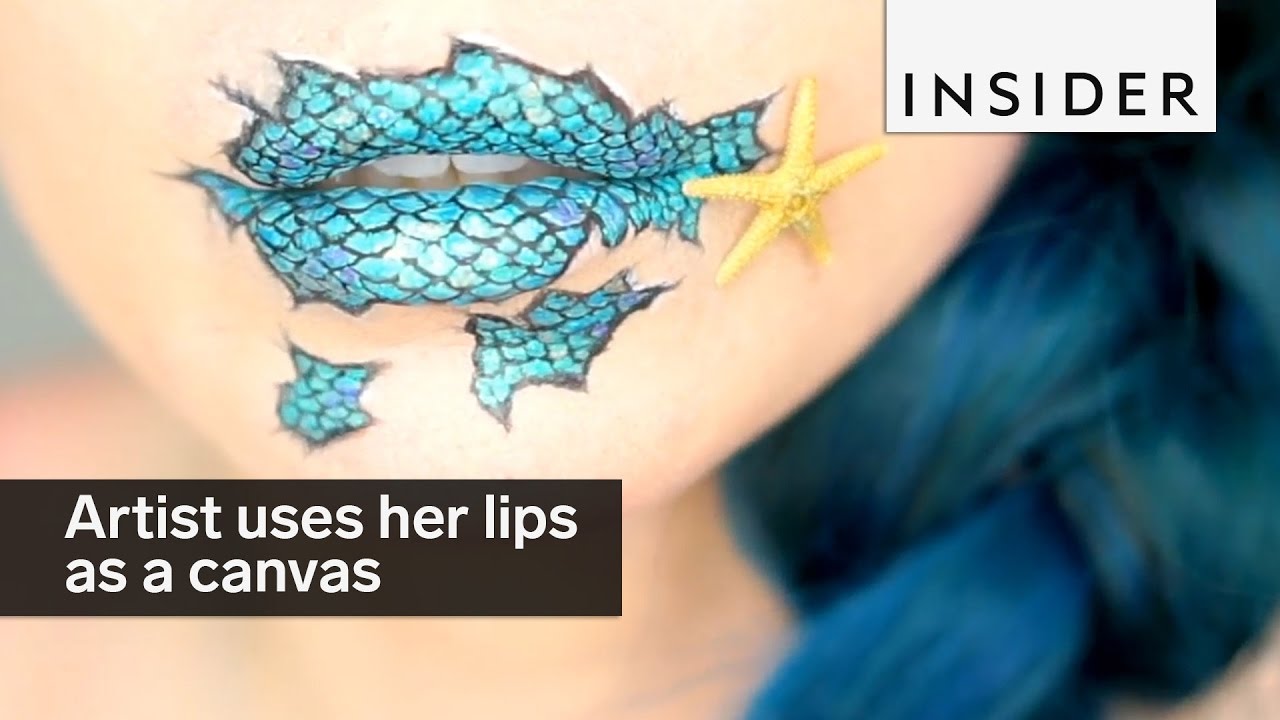 This makeup artist uses her lips as a canvas