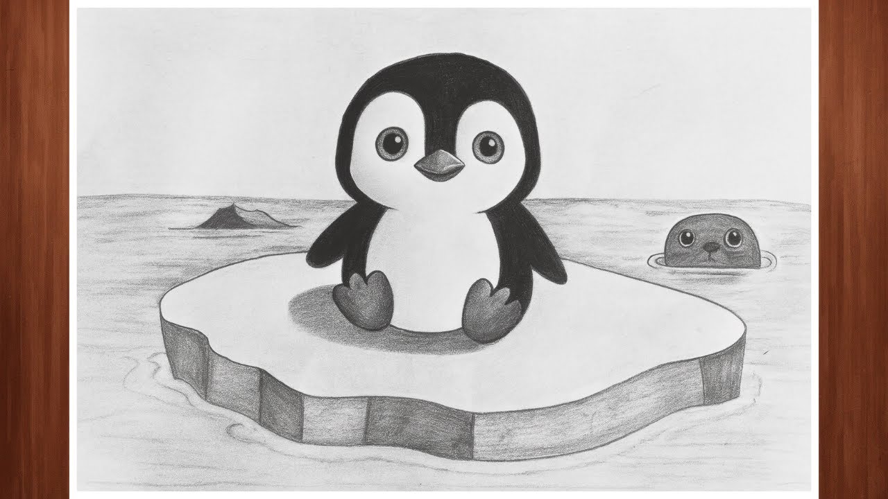 How to Draw a Very Easy Pencil Drawing of a Cute Penguin | Easy Step by Step Animal Drawing Tutorial
