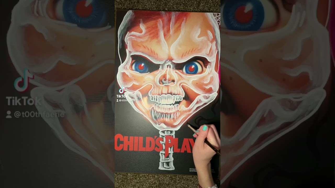 Child’s Play Poster Painting #art #thriftflip #skull
