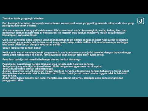 Cara Membuat Artikel Jurnal Kesehatan Masyarakat