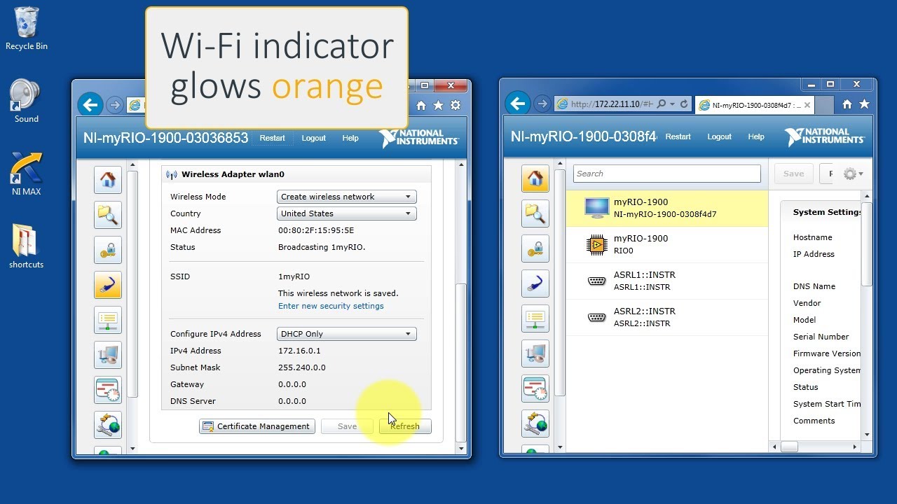 LabVIEW procedure: Create a wireless ad-hoc network with two or more Academic RIO Devices