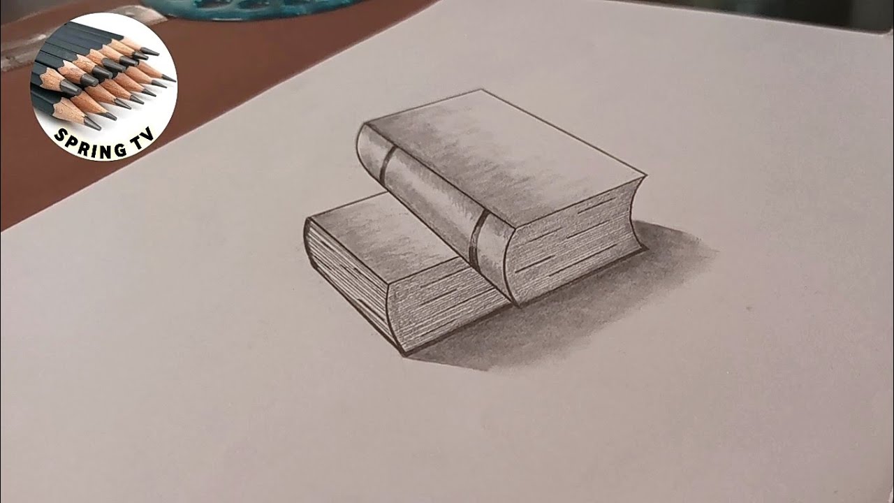 How to draw a 3D book in an easy way /3D book drawing