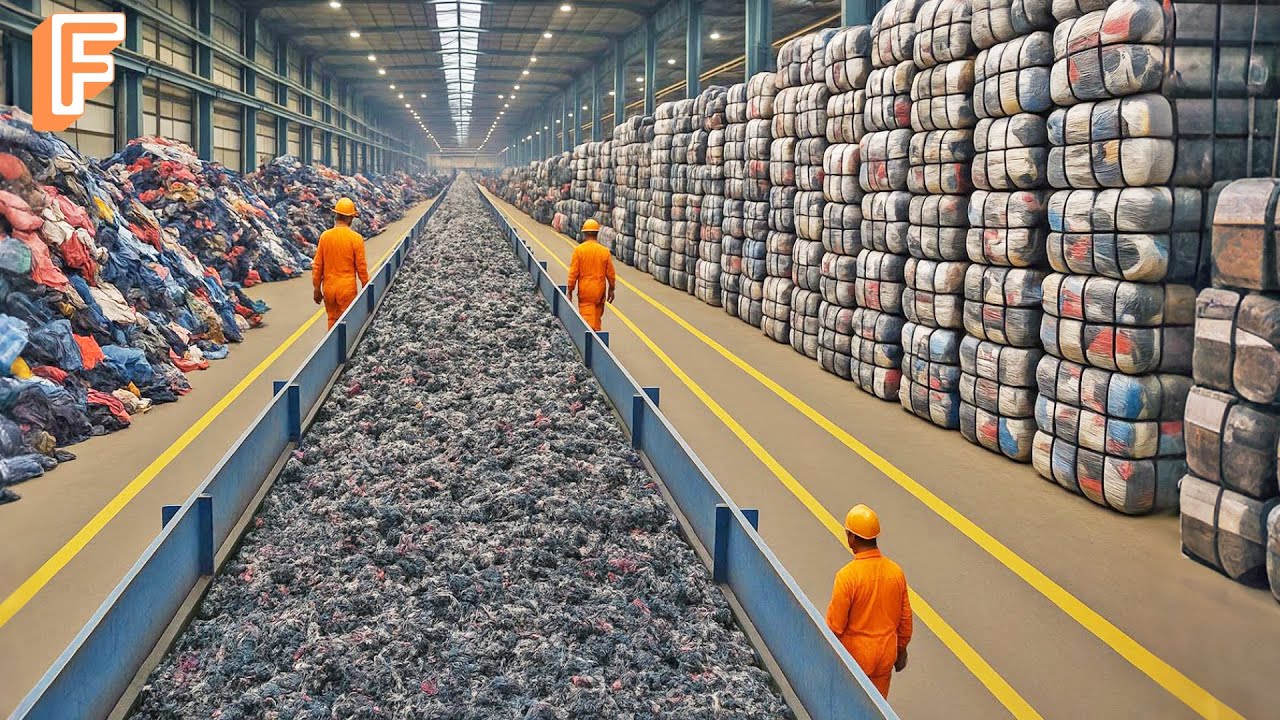 How Millions of Tons of Textile Waste Are Recycled Inside Massive Recycling Line