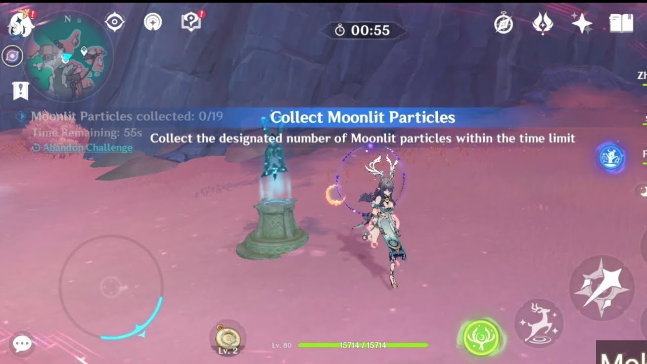 Genshin Impact 6.0 - Collect 19 Moonlit Particles in 59 Seconds Challenge