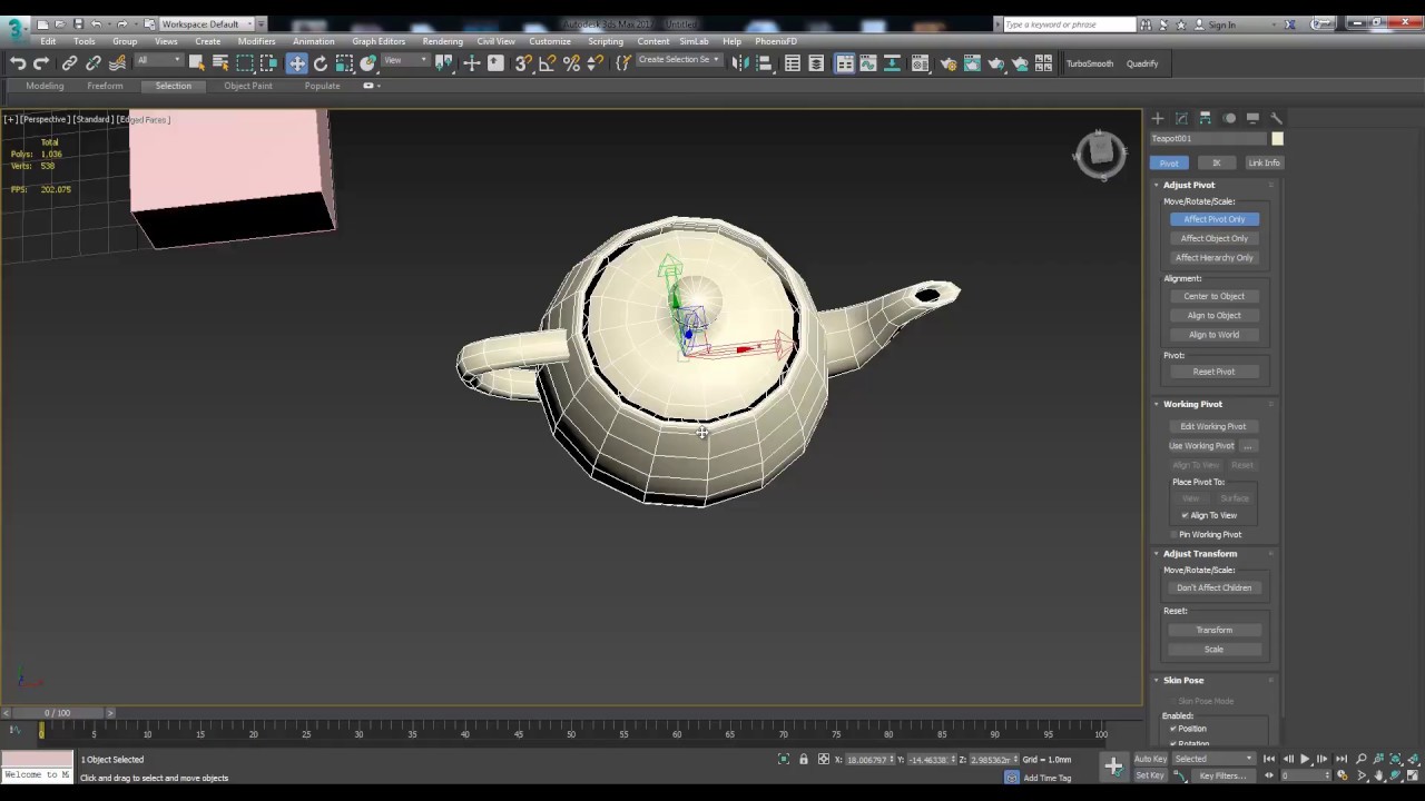 3ds max beginner tutorial - explaining pivot point.