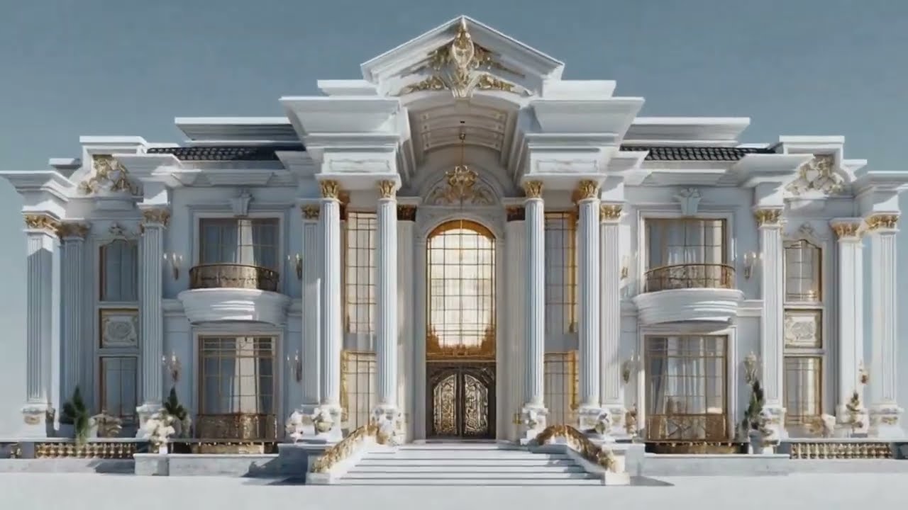 Stunning Luxury Mansion Front Elevations | White & Gold Dream Homes (4K)
