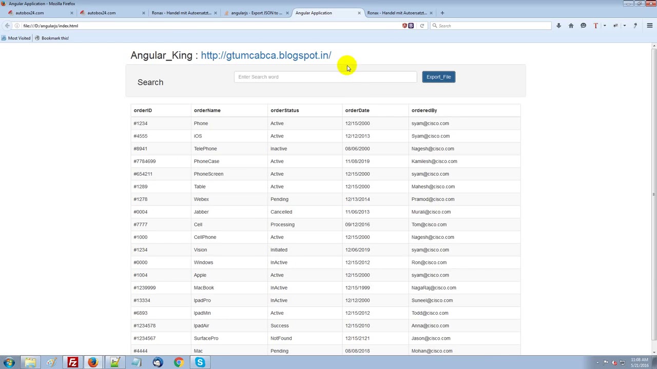 Export JSON to CSV in Angularjs | Export JSON object to CSV using AngularJS | JSON To CSV Converter
