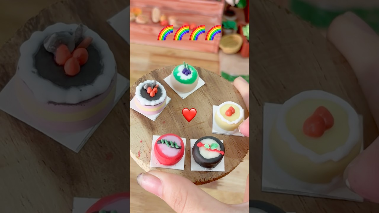 Mini Cake Decorating! Can you believe this tiny cake is made from clay? #MiniCake #Clay #Shorts