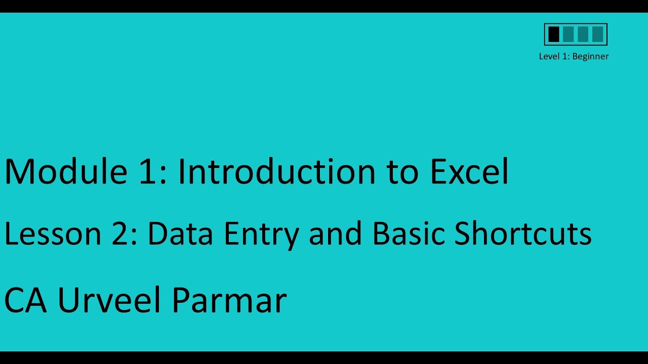 Excel Beginners Tutorial | Data Entry and Basic Shortcuts [Module 1 Lesson 2]