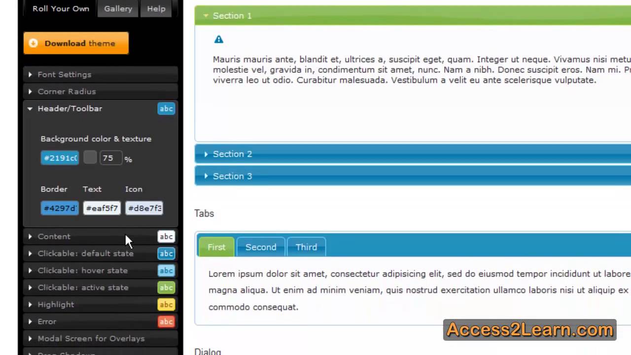 Working with jQuery UI Themes