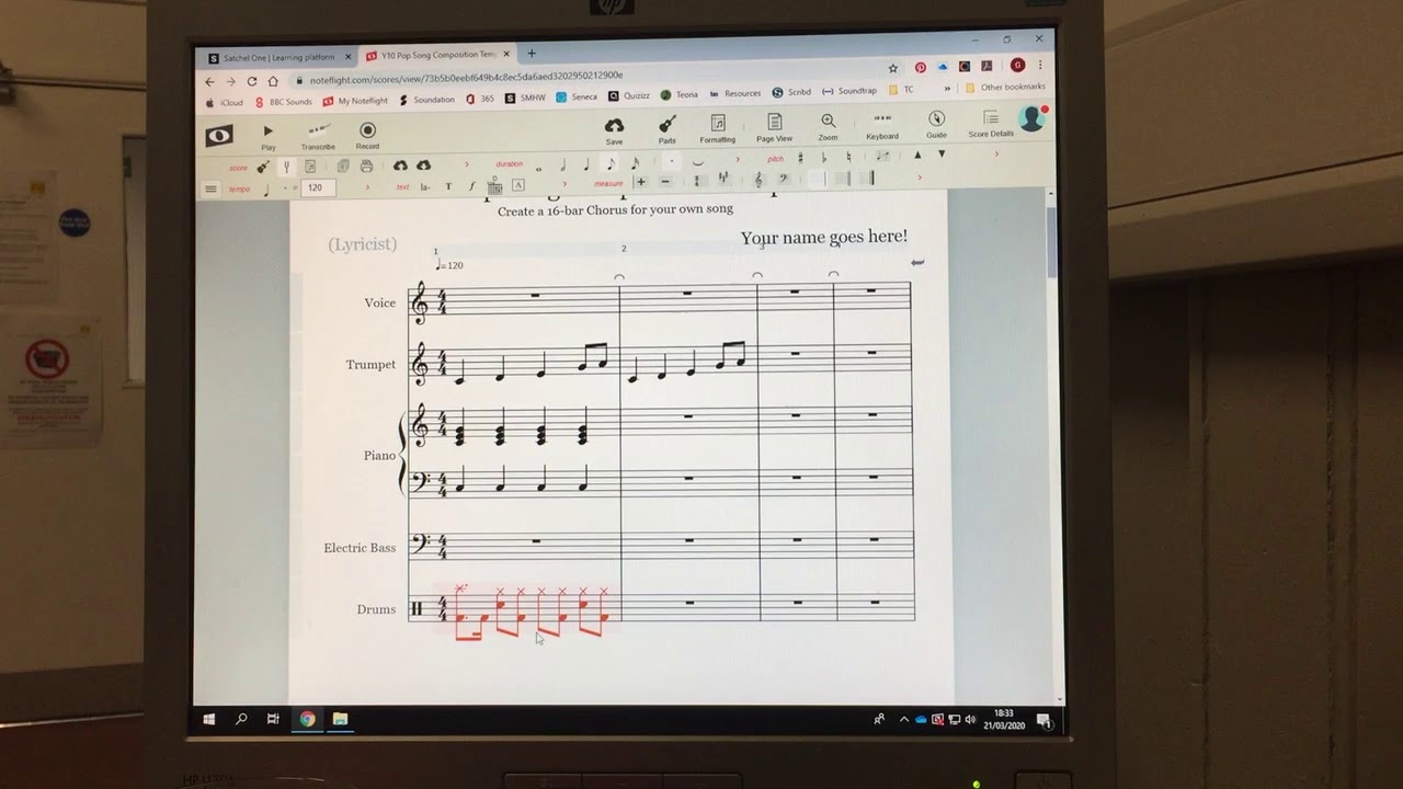 Learning the basic functions (adding parts, note input etc) in Noteflight