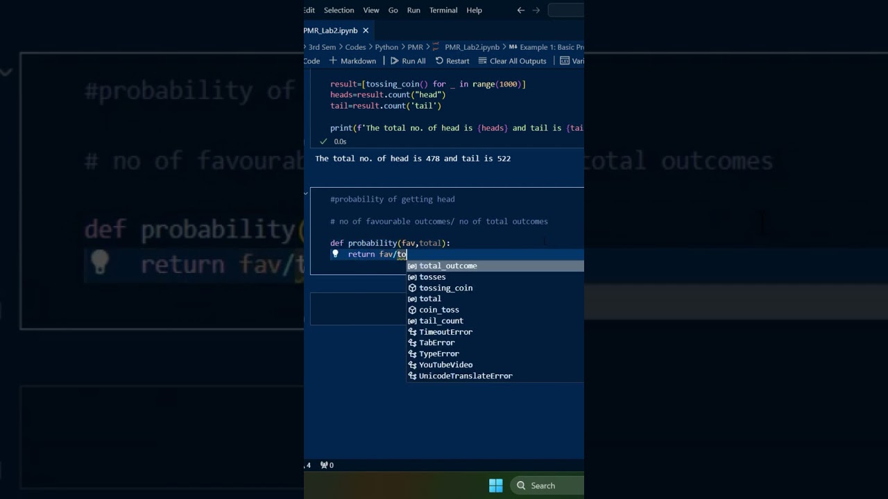 Finding Probability Using Python | Coding Tutorial 📊 #coding #shorts