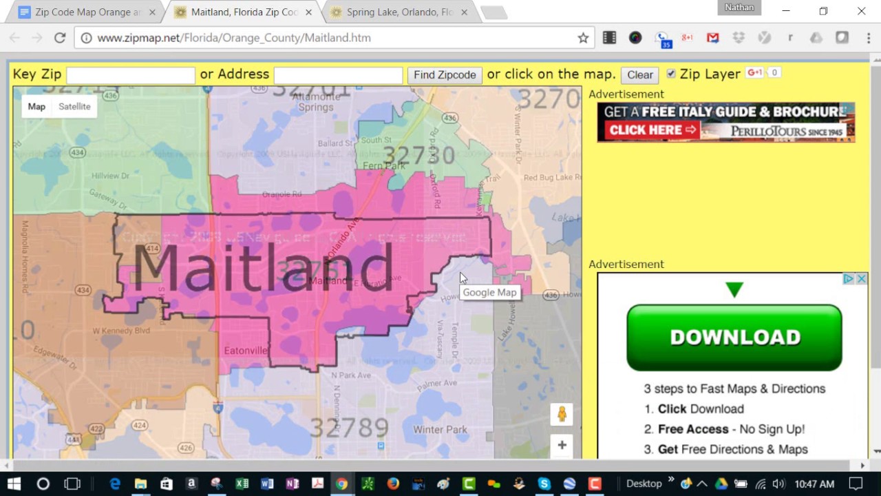 Useful Zip Code Map for Winter Park Orlando Florida Area   No personal information in this video