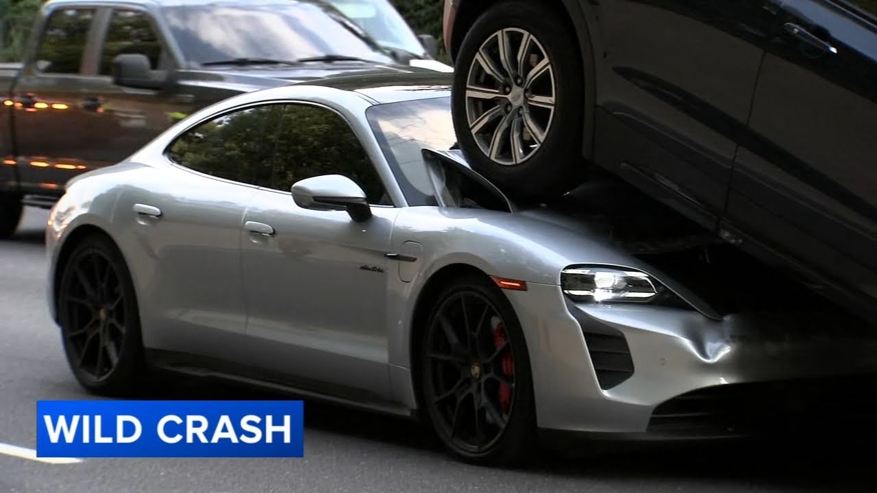 Wild crash ends with SUV on top of car on Schuylkill Expressway