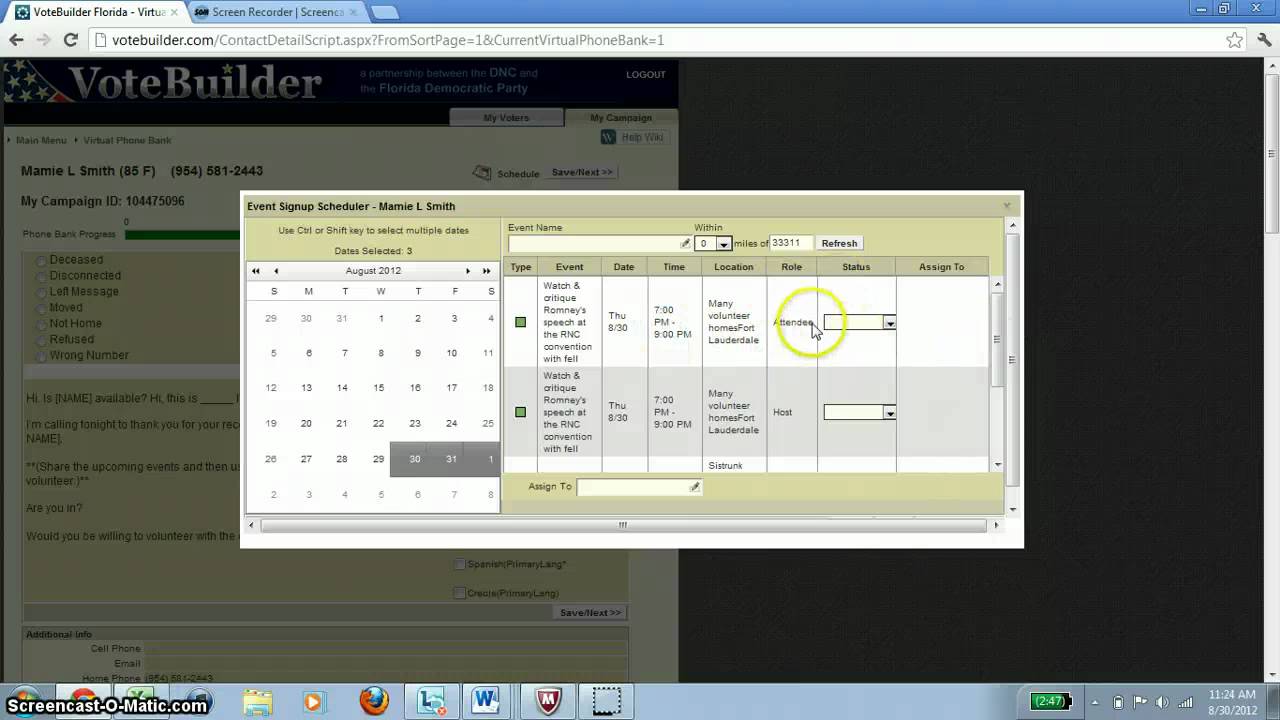 Scheduling Vols from inside a VPB