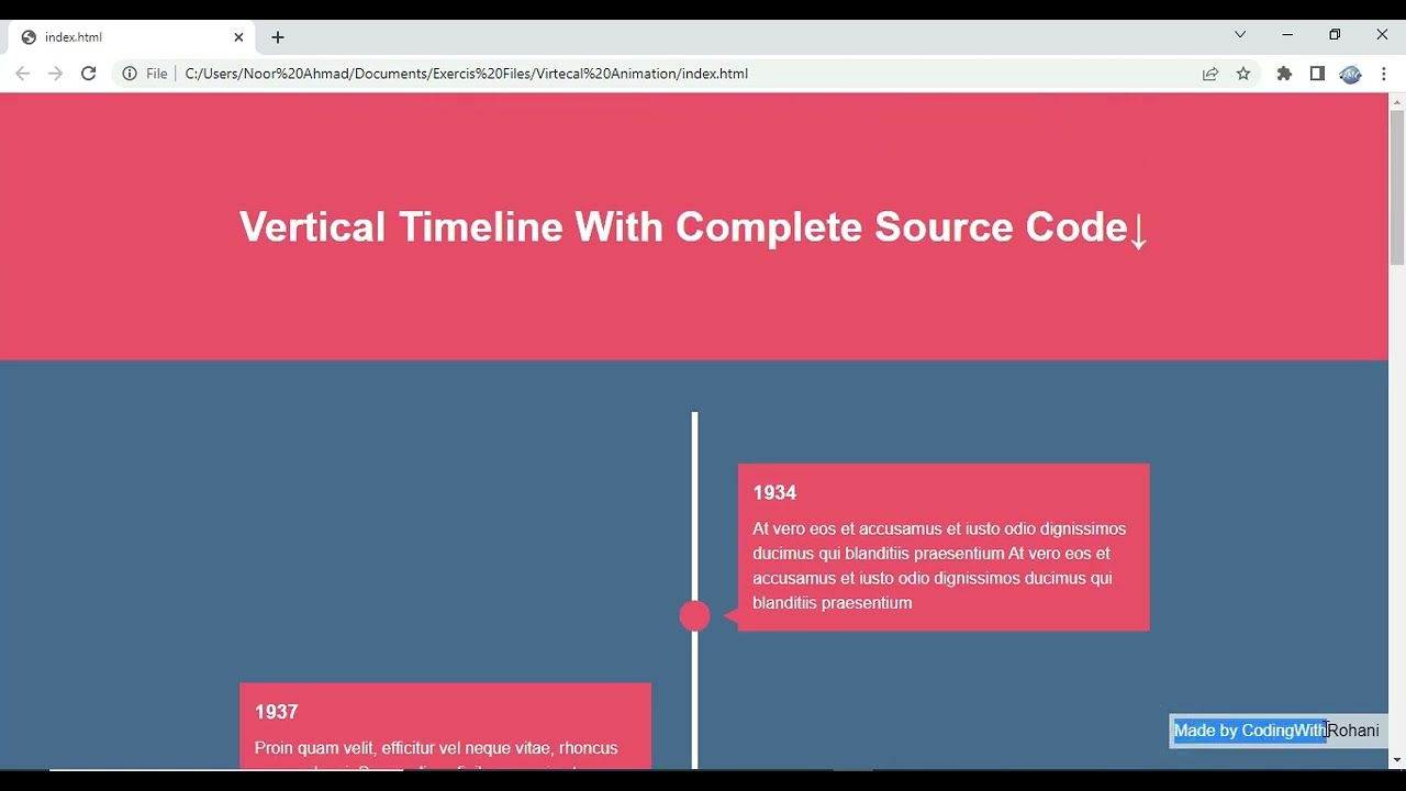 Vertical Timeline Animation With Pure CSS| CodingWithRohani