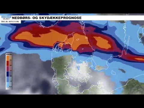 Danmark Vejret: Nedbør og skydækkeprognose 24.12.2015