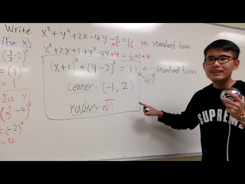 complete the square twice to write an equation of a circle in standard form