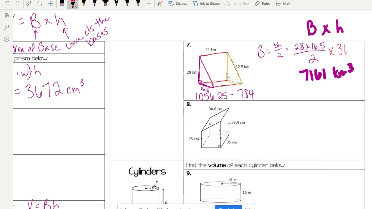 Geometry Homework: Volume of Prisms