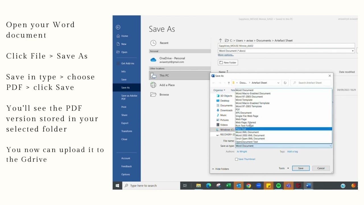 ACM DT23 - How to convert a Word document to PDF