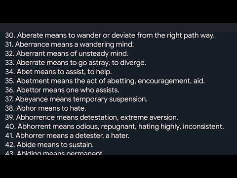 25 to 41 English Dictionary words that start with letter A
