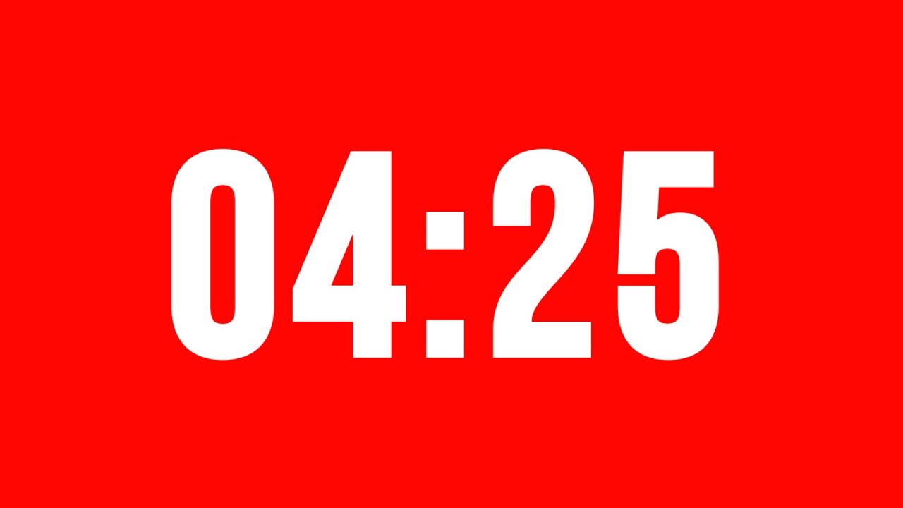 4 Minute 25 Second Timer With Alarm Without Music