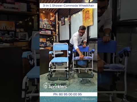 3-in-1 Shower Commode Wheelchair | Bedside Commode + Shower Chair + Toilet Seat | D Sprinklers