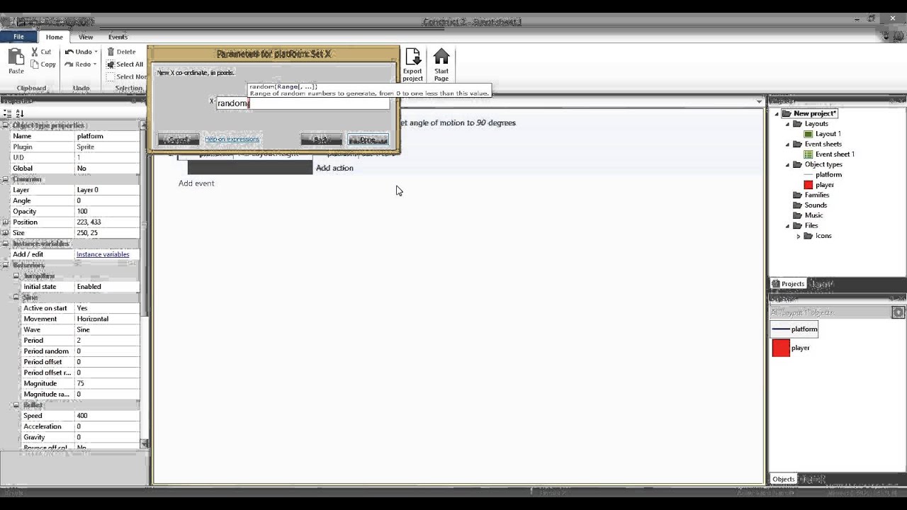 Building Games in Construct 2 Part 4- Intro to Event Sheet