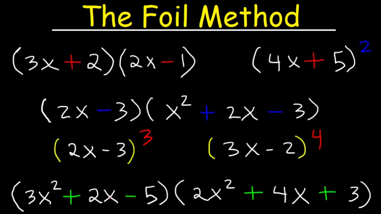 Foil Method Algebra, Binomials, Trinomials, Polynomials, Multiplication With Exponents