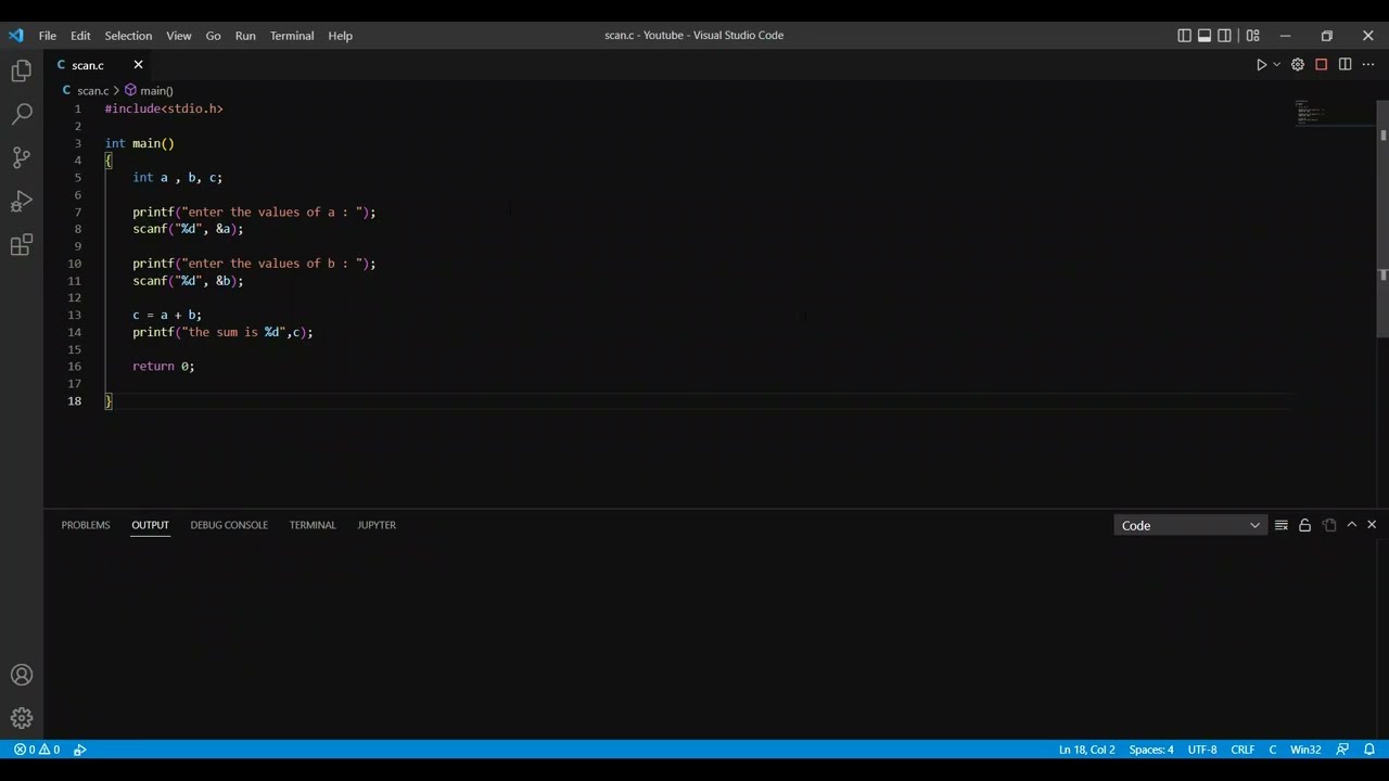 scanf in vscode