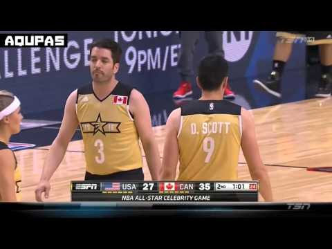 2016 NBA All Star Weekend CANADA vs USA Celebrity Game Full Game Highlights