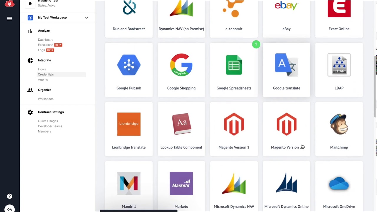 How to add and manage credentials on elastic.io