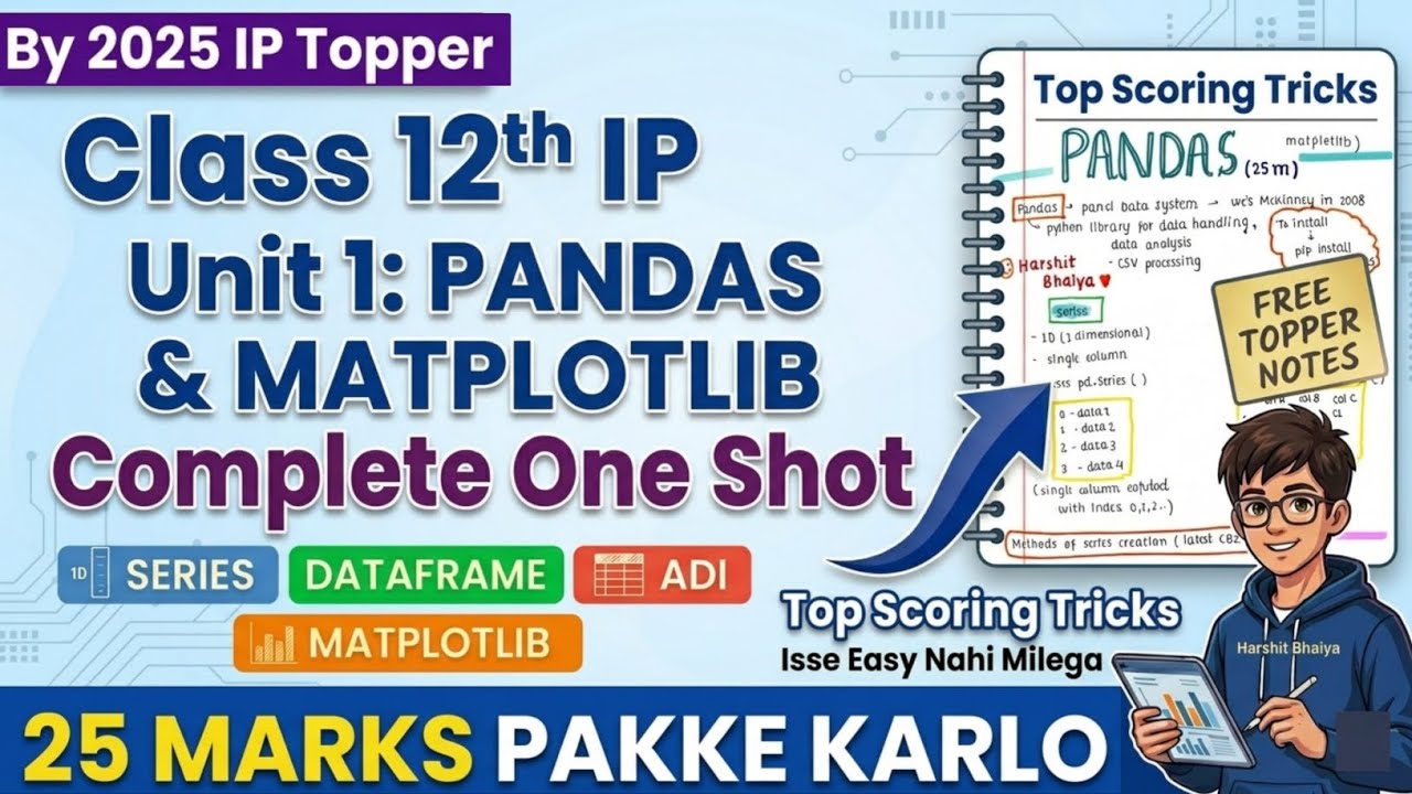 Pandas Class 12 IP Complete One Shot 🔥| CBSE Board Exam 2026