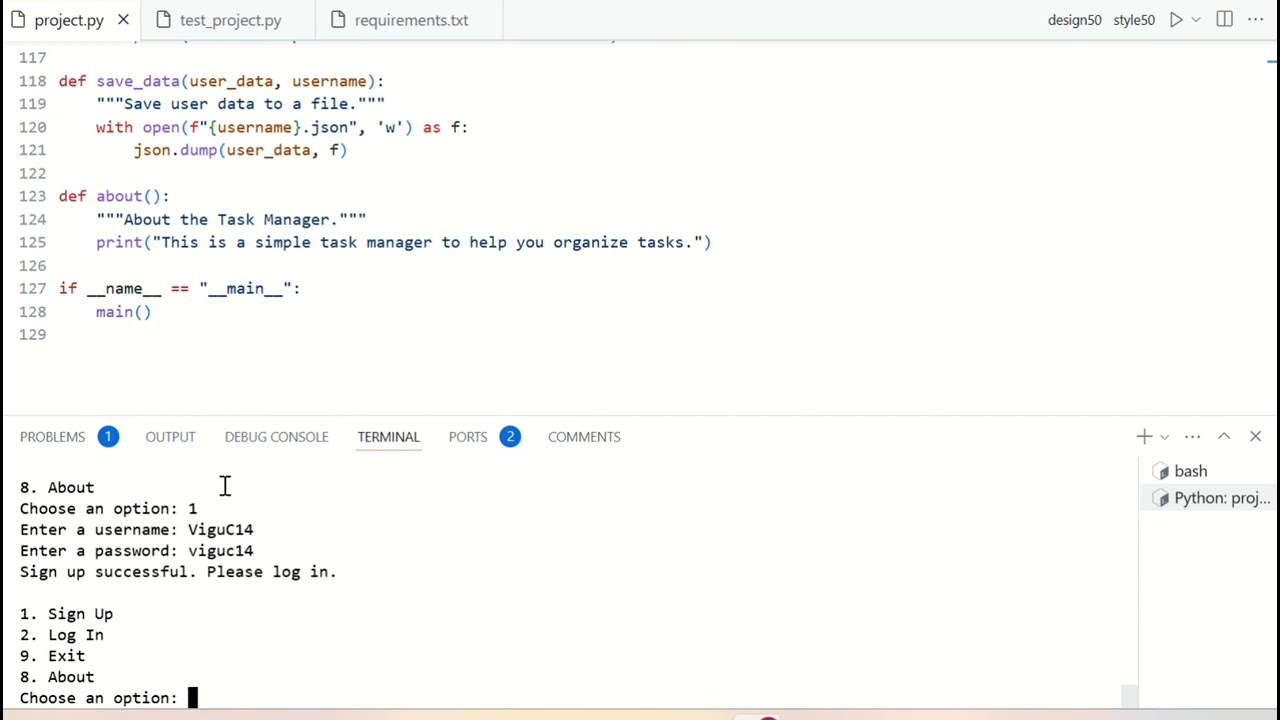 TASK MANAGER | CS50's Introduction to Programming with Python | Final Project