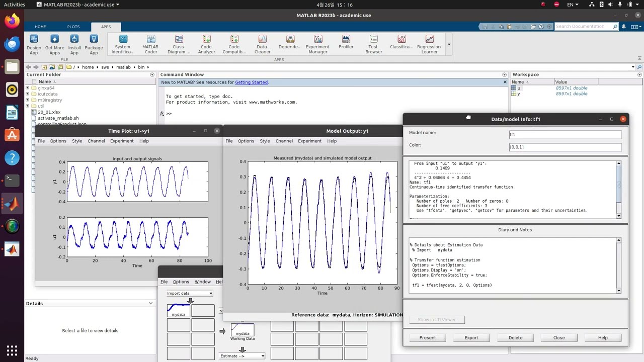 Estimate transfer function using system identification toolbox(matlab)