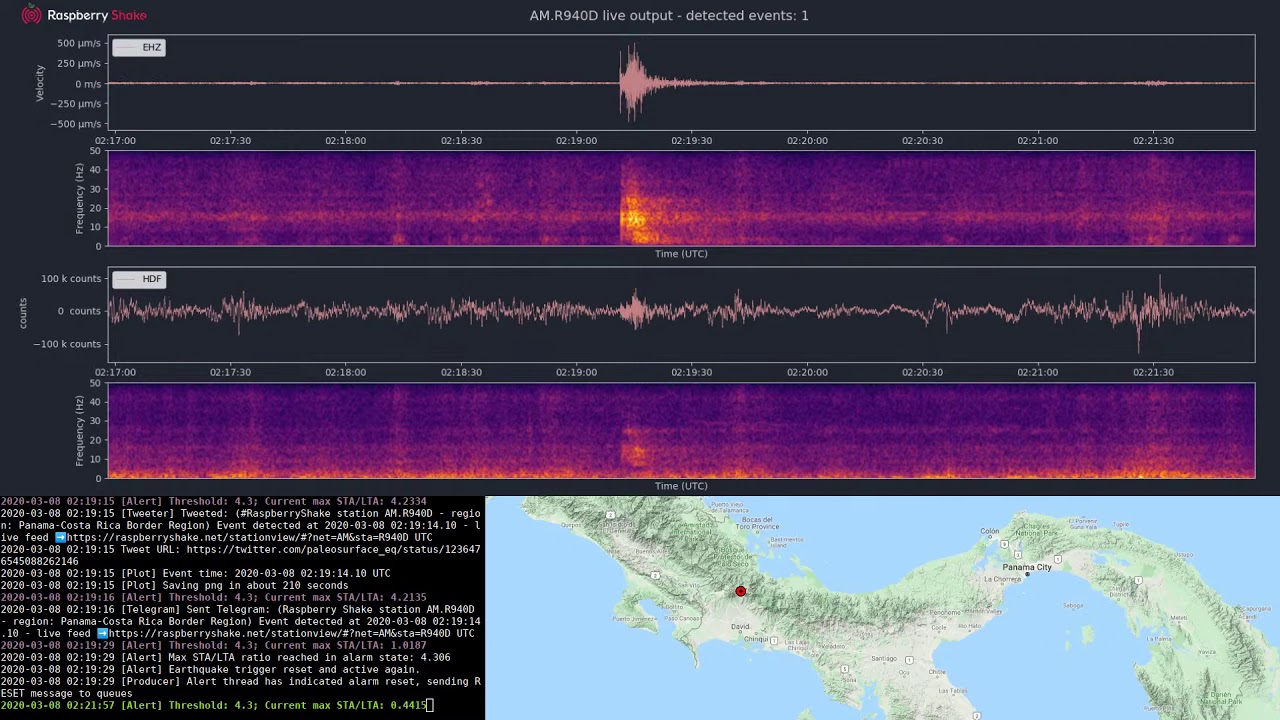 M3.5 eq recorded on Raspberry Shake & Boom using rsudp