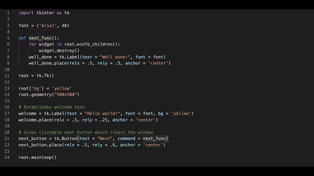 Using Tkinter tutorial #2 | Python | Using functions, changing fonts, and colors