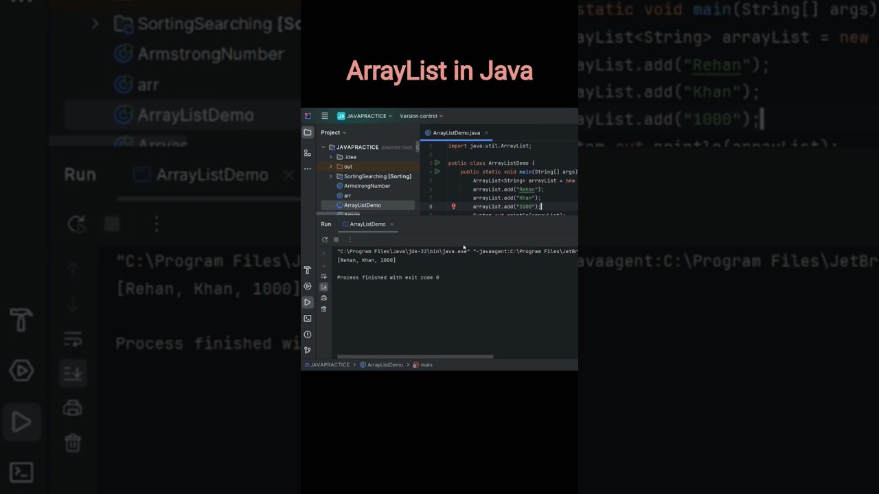 Java ArrayList Explained in 45 Seconds! 🚀 | Beginner Friendly #shorts#java #arraylist #javaprogram