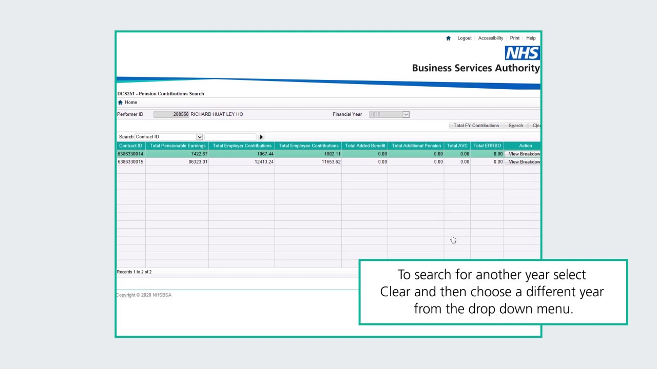 Pension Contributions Search
