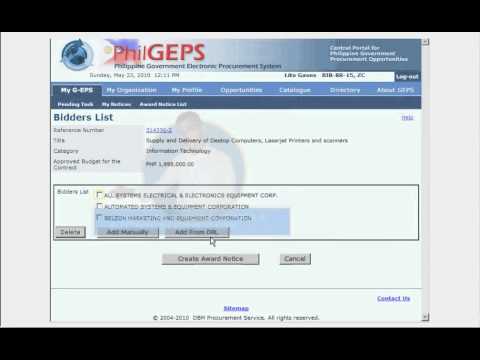 philgeps buyer create new award notice