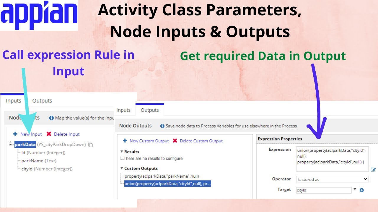 Activity Class Parameter, Process Variable| Node Input and Outputs | Appian Tutorial