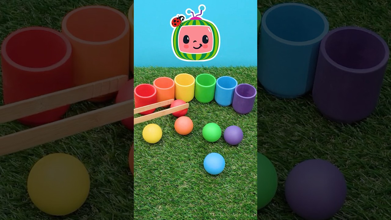 Learn Colors🔴🟠🟡🟢🔵🟣 with Balls! Uh oh! Catch that ball! #shorts #cocomelon