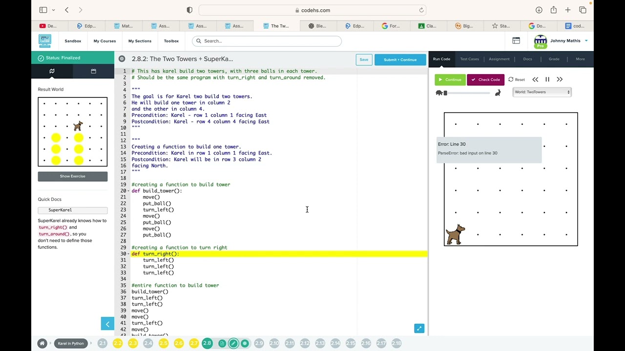 Codehs Python 2.8 Video Tutorial: Super Karel