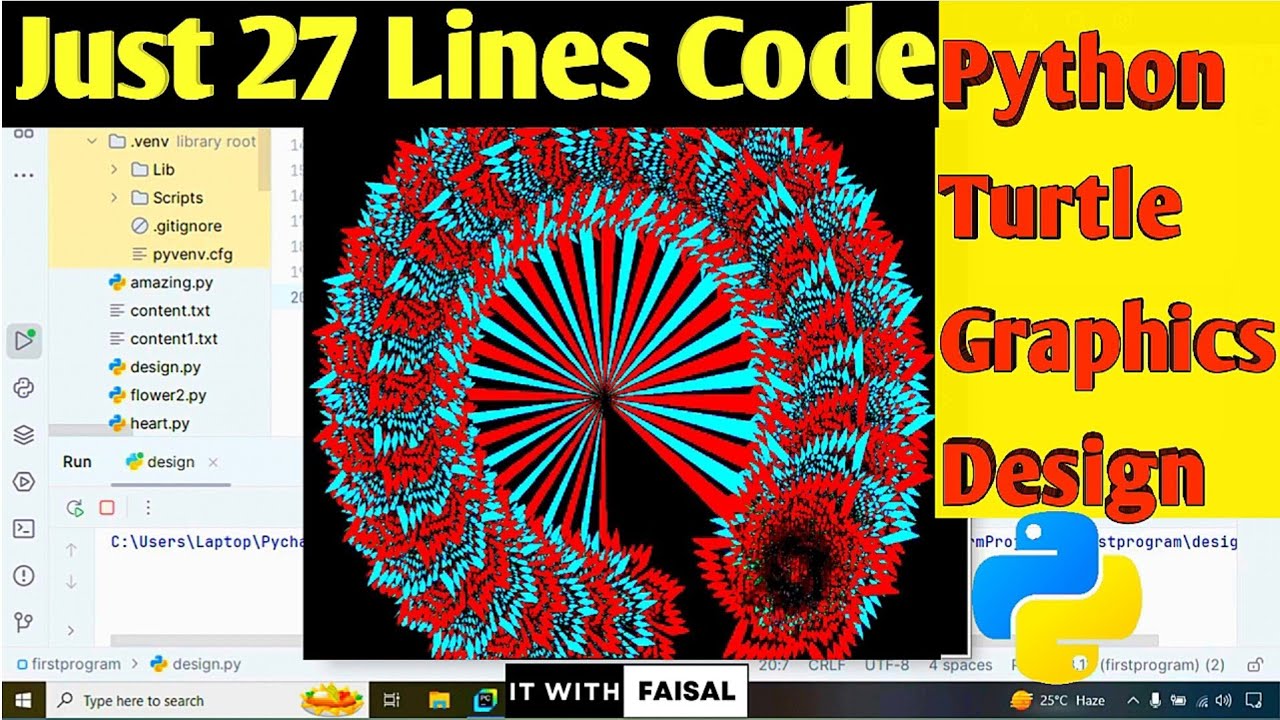 Splendid Design Using Python Turtle Graphics | Easy Python Coding Drawing Art For Beginners
