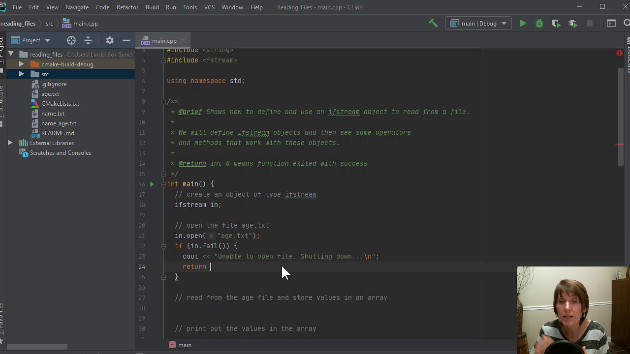 Define and open an ifstream object