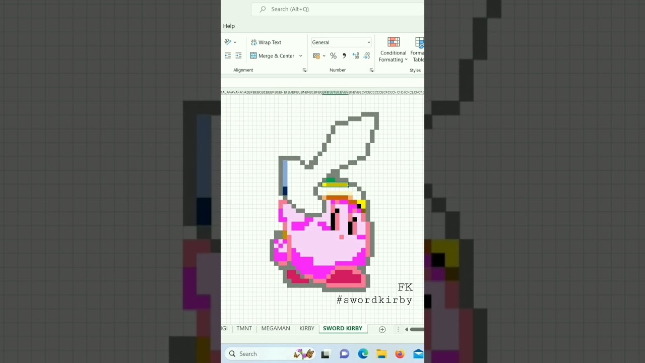 PART 22 HOW TO DRAW SWORD KIRBY EXCELL PIXEL ART#sword#kirby#pixelart #speedup