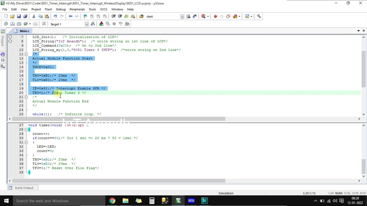 8051 Timer 0 Interrupt Programming