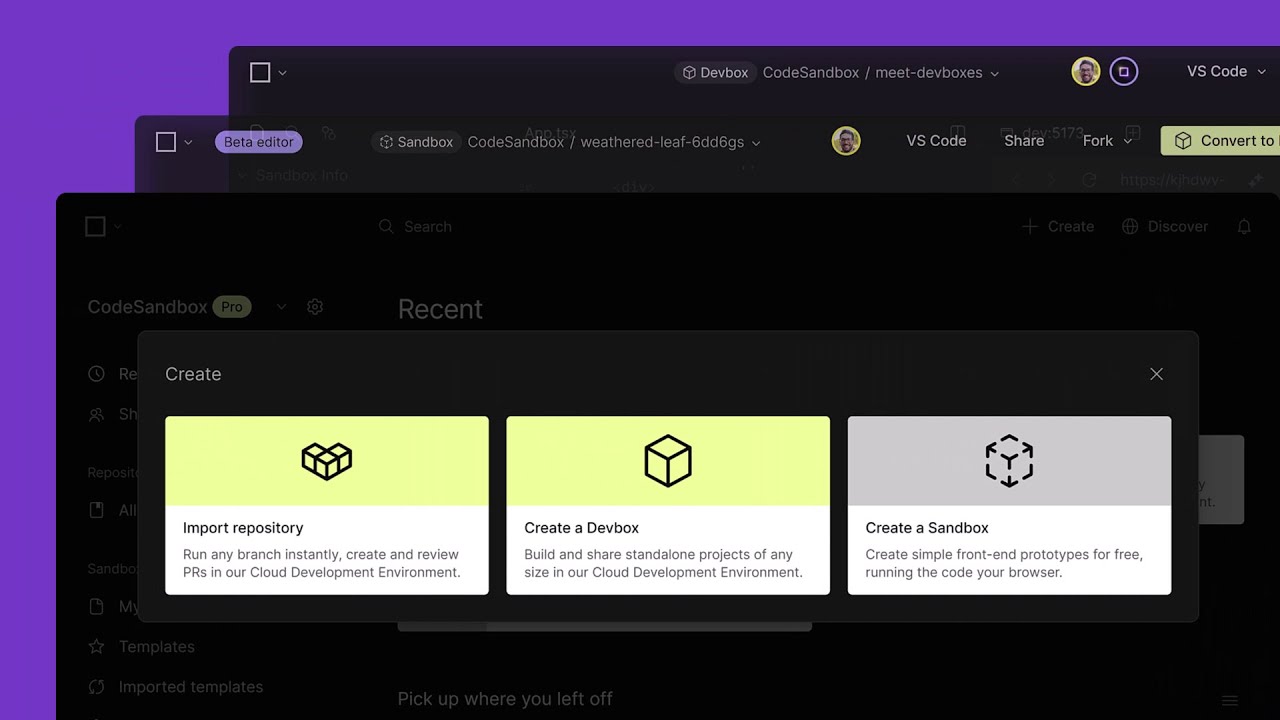 Unified Development Platform: Sandboxes and Devboxes