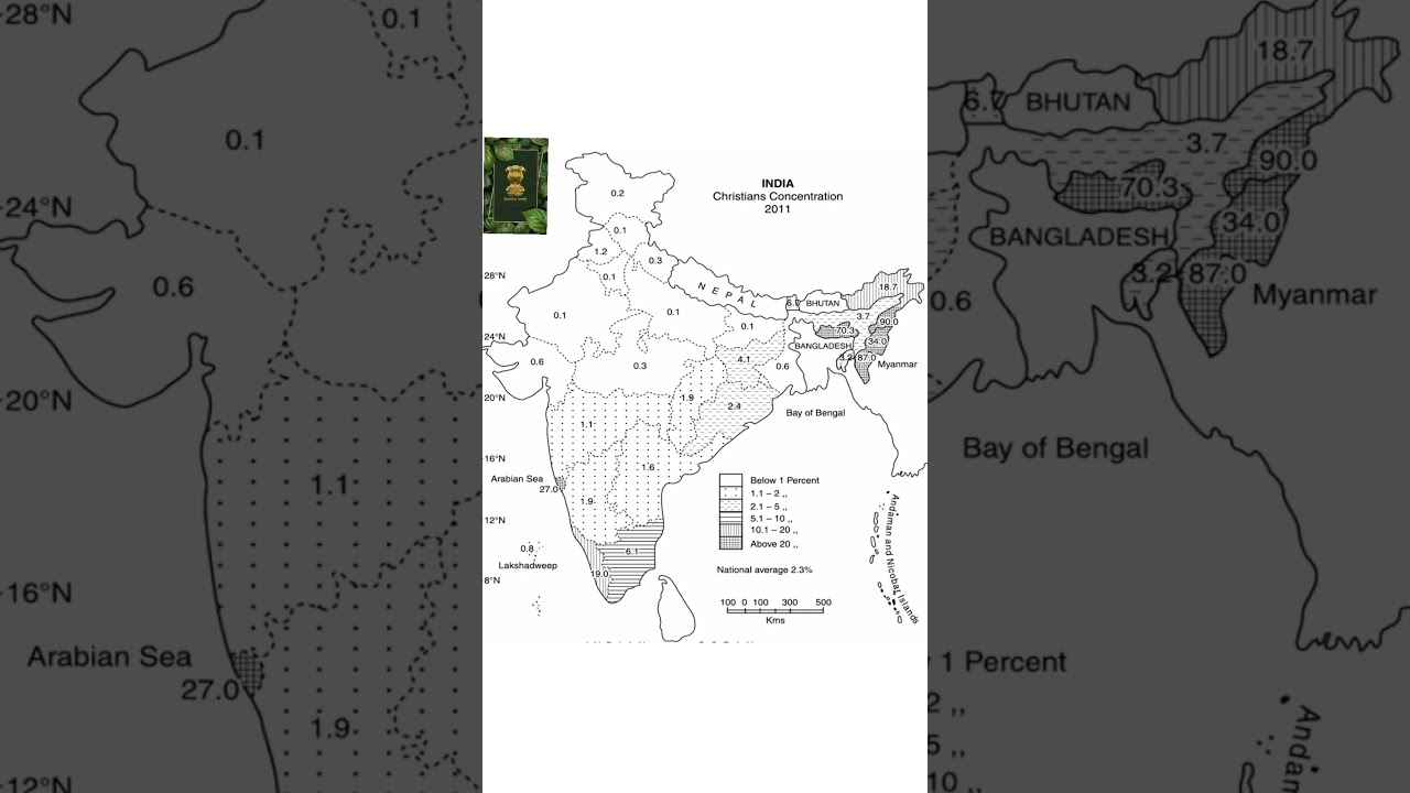 CHRISTIAN POPULATION CONCENTRATION STATEWISE IN MAP OF INDIA ACCORDING TO 2011 CENSUS